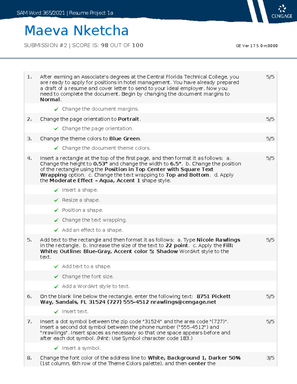 SAM WD365 2021 1a Report 2 - Maeva Nketcha SUBMISSION #2 | SCORE IS: 98 ...