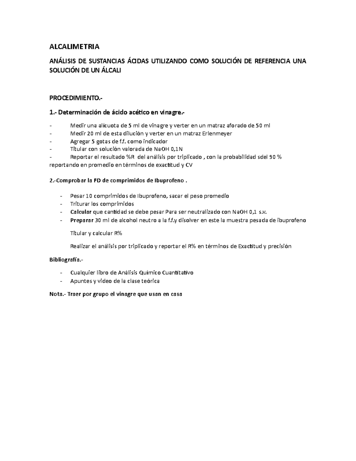Laboratorio No 5 Alcalimetría - ALCALIMETRIA ANÁLISIS DE SUSTANCIAS ...