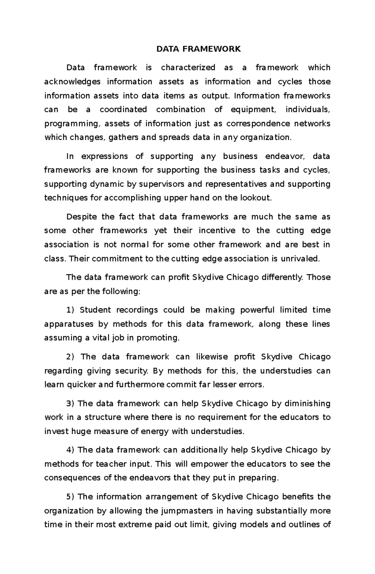 Data Framework - This is one of my course materials for this particular ...