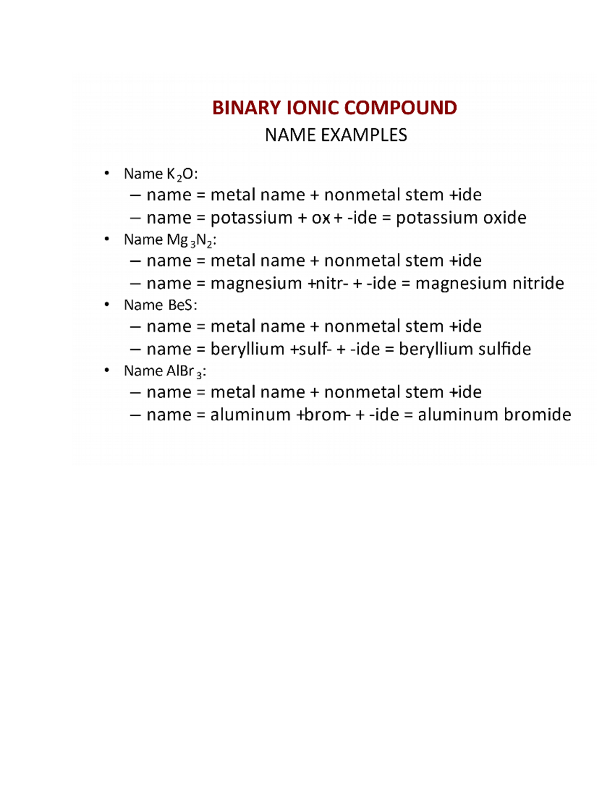 Chapter 5- bionic ionary compound - CHM 1020C - Studocu