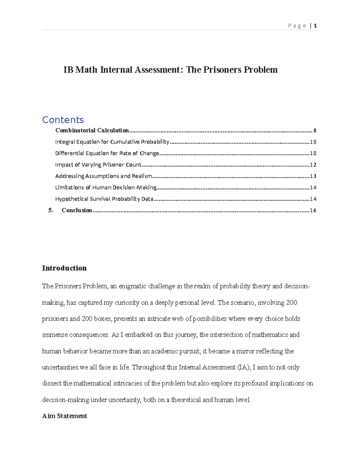 IB Math Internal Assessment Updated IB Math Internal Assessment The