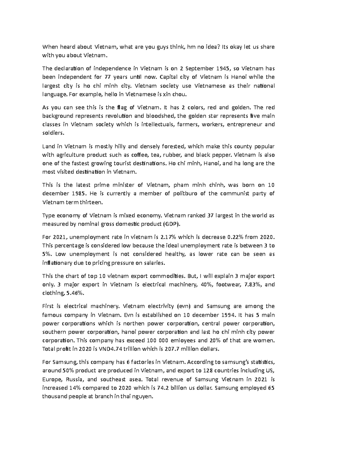 Script Vietnam 120819 - Group assignment - When heard about Vietnam ...