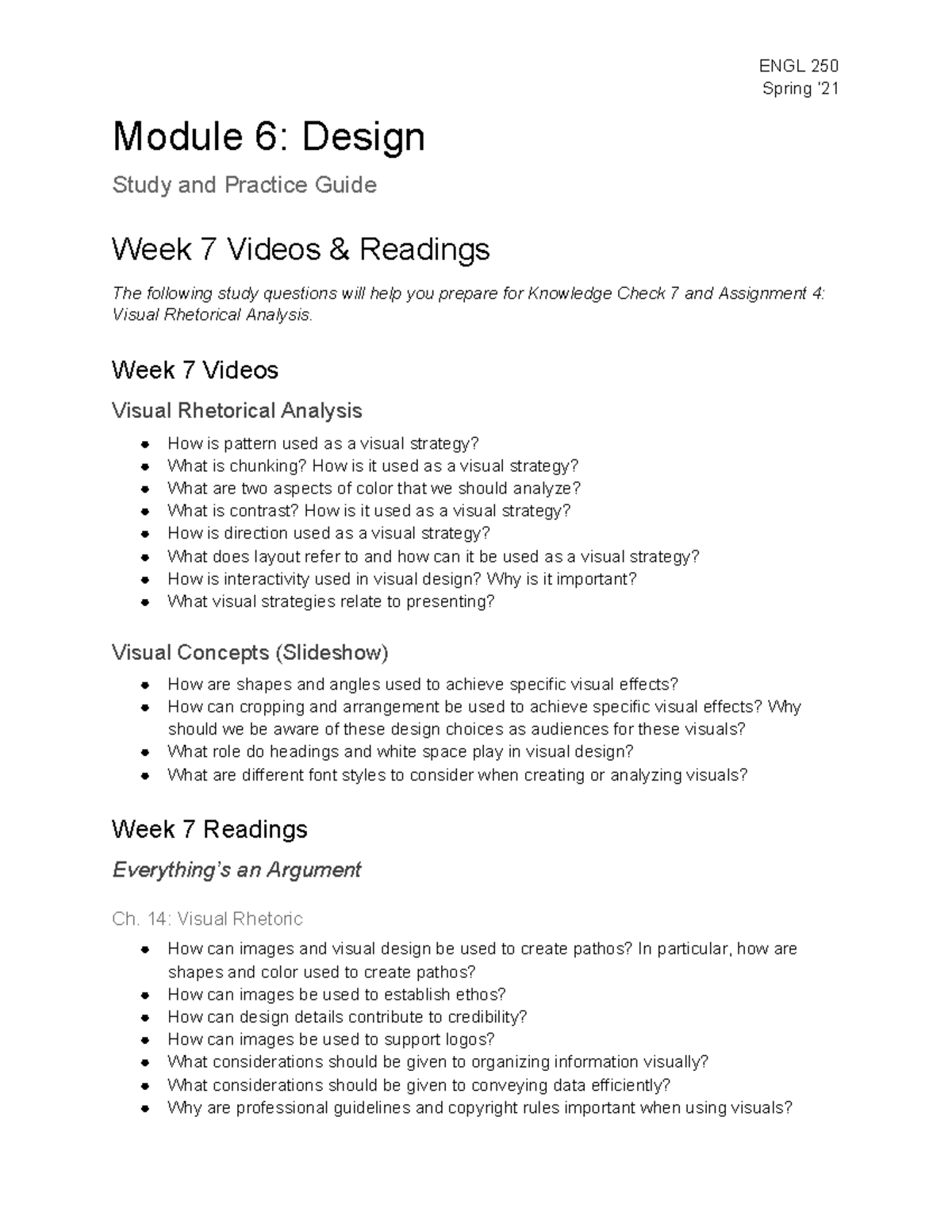 Module 6 Practice Guide - Spring ‘ Module 6: Design Study and Practice ...