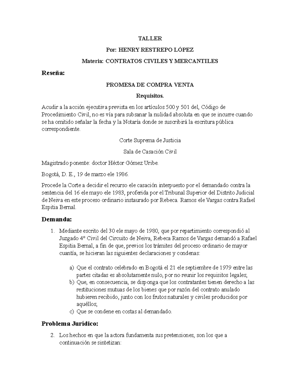 Taller compra venta - TALLER Por: HENRY RESTREPO LÓPEZ Materia ...