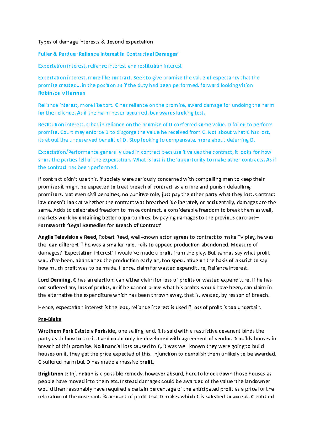 Types of damage interests, restitutionary interest - Types of damage ...