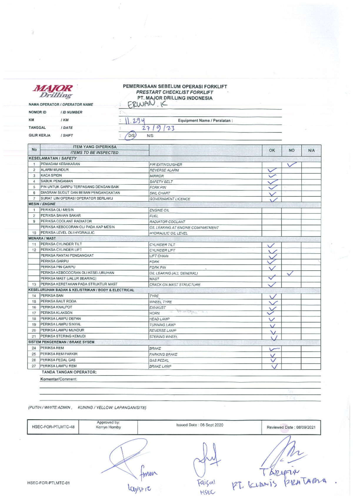 HSEC-MDI-Checklist - Regulation of Petroleum in Indonesia - Studocu