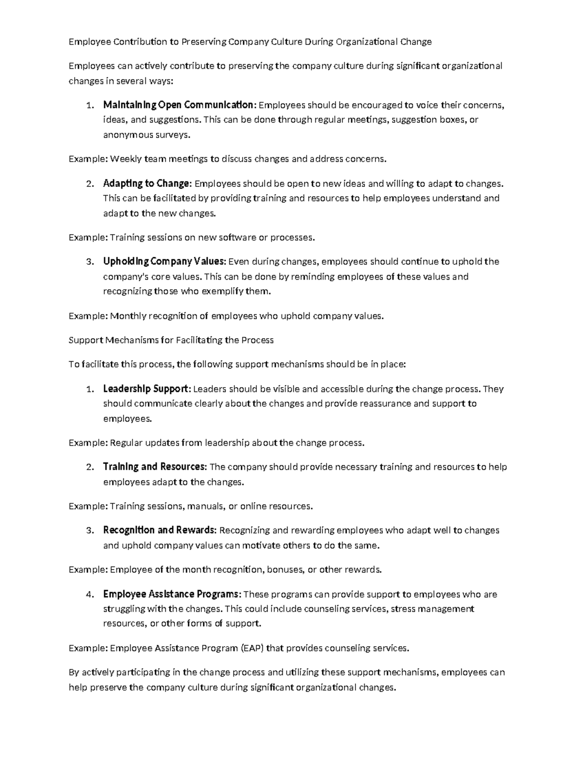 UNIT 8 DIS - assignment - Employee Contribution to Preserving Company ...