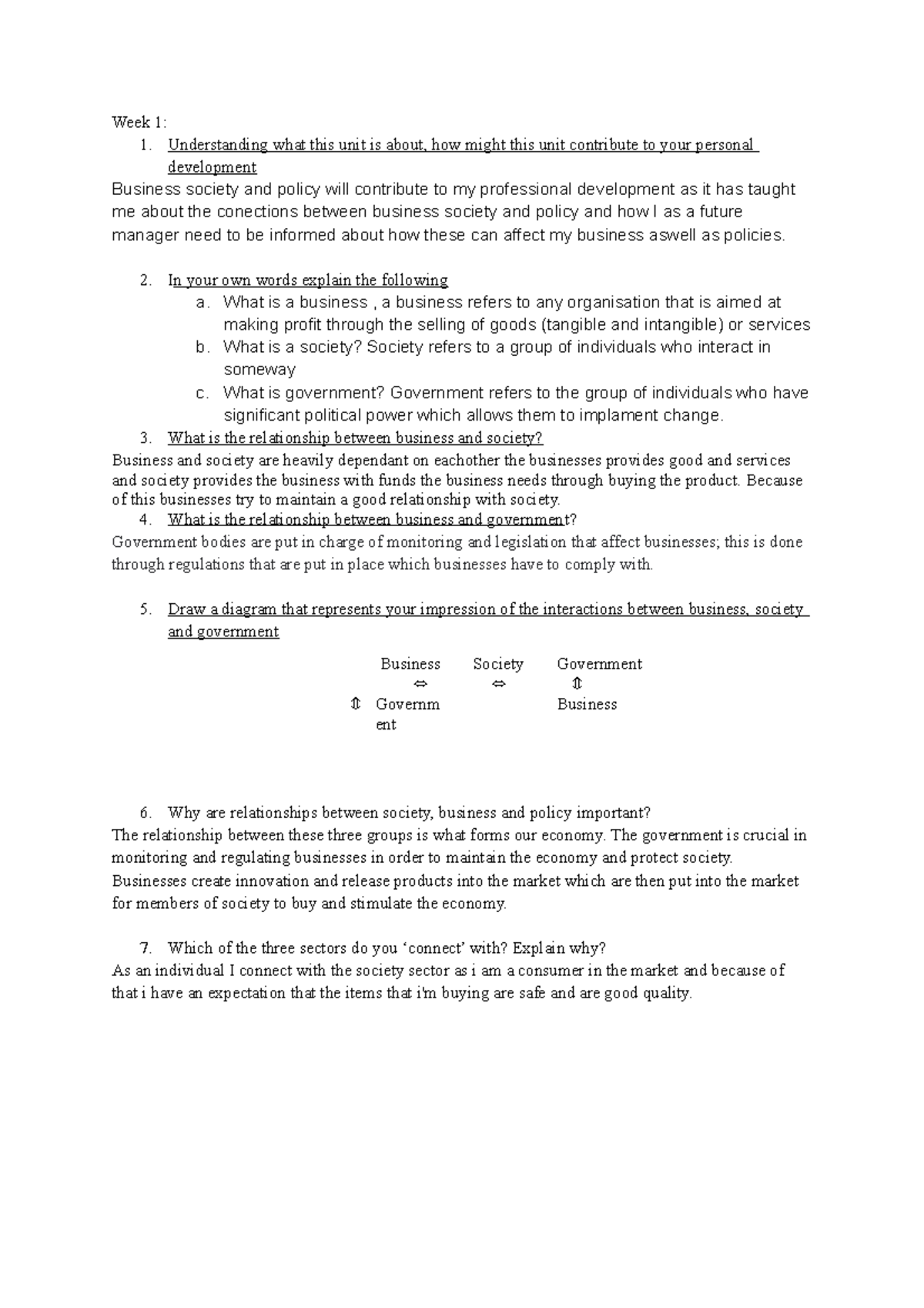 Assessement 1 BSP Tutorial Questions - Week 1: 1. Understanding what ...