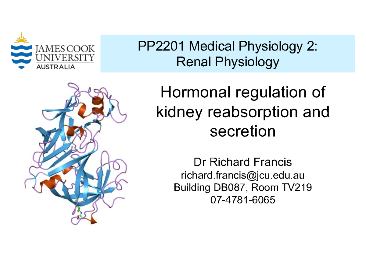 PP2201 Renal Lecture 5 Hormonal regulation of kidney function - PP2201 ...