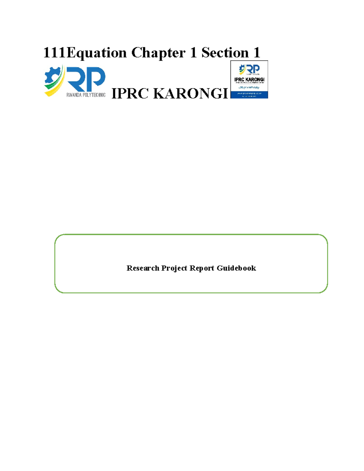 FYP Guidebook IPRC Karongi - 111 Equation Chapter 1 Section 1 IPRC ...