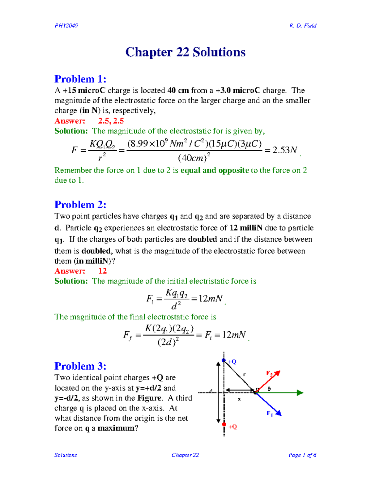 Physics book questions and answers - +Q d x +Q q F 1 F 2 θθθθ r Chapter ...