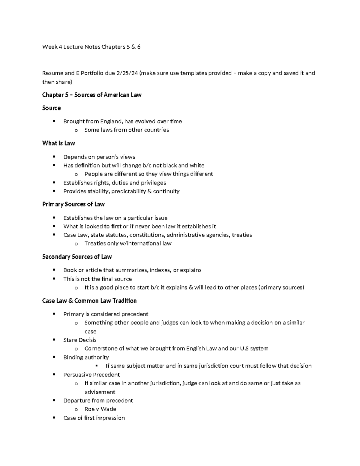 Week 4 Lecture Notes Chapters 5 & 6-2 - Week 4 Lecture Notes Chapters 5 ...