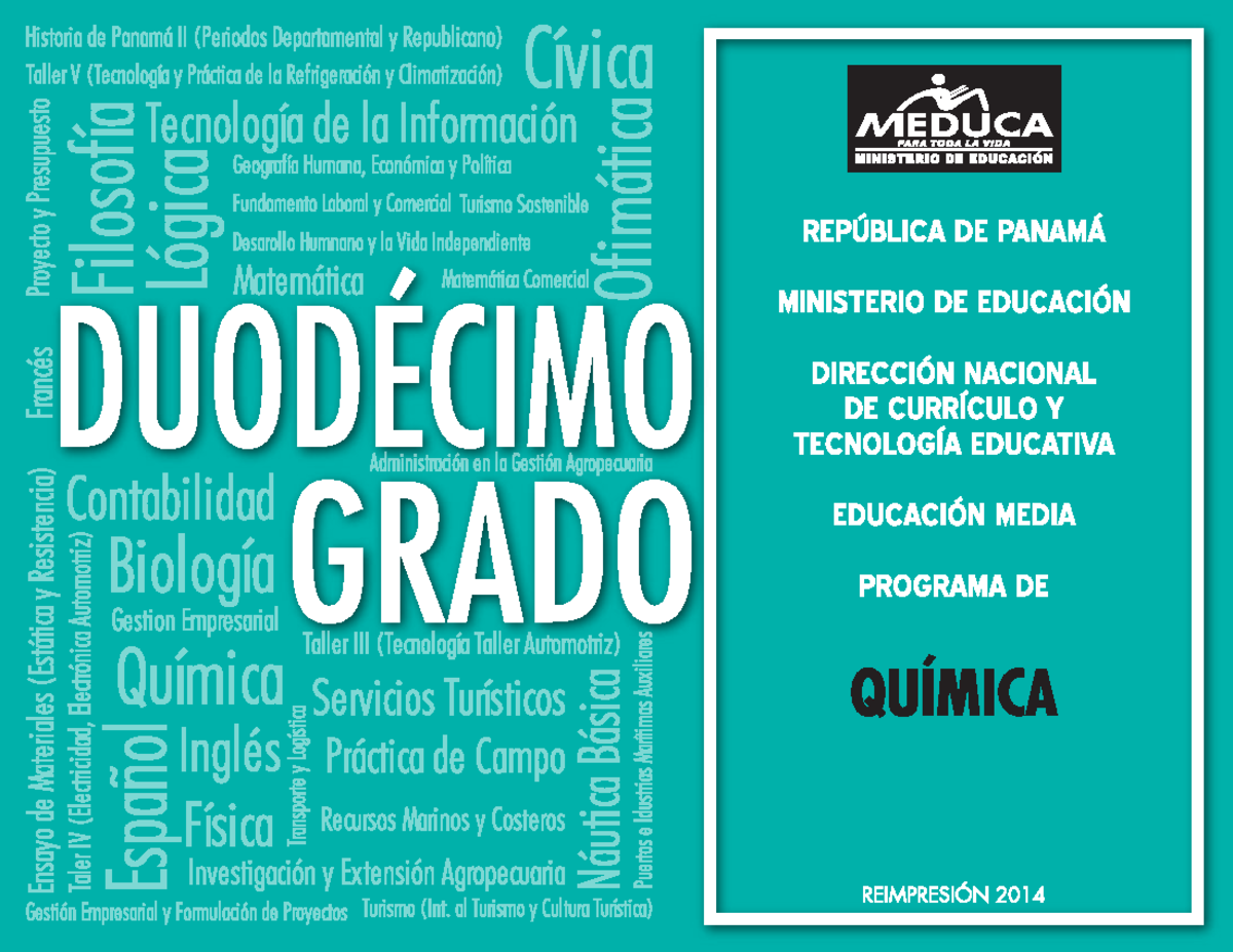 Quimica 12deg 2014 - REPÚBLICA DE PANAMÁ MINISTERIO DE EDUCACIÓN ...