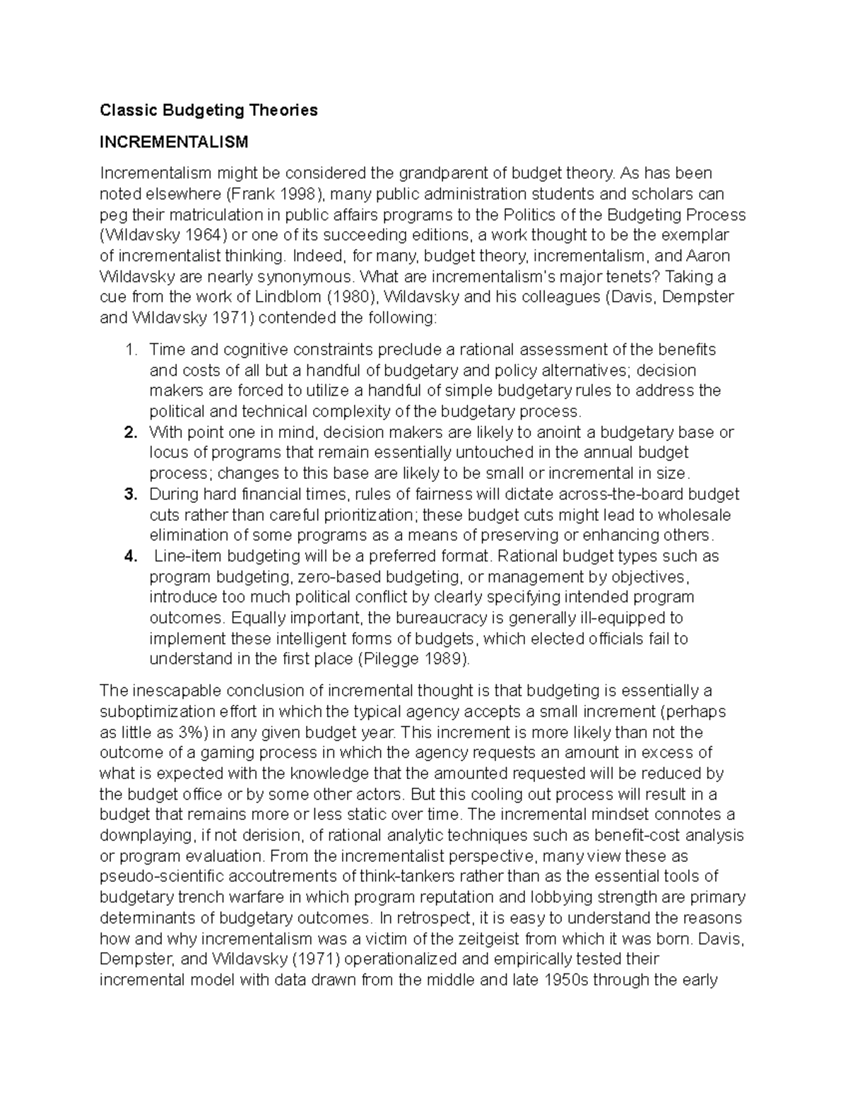 Classic Budgeting Theories - Classic Budgeting Theories INCREMENTALISM ...