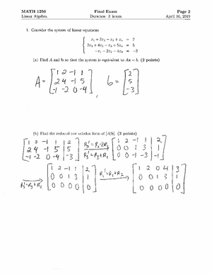 Final exam practice - Linear Algebra I, Practice Final exam (14 points ...