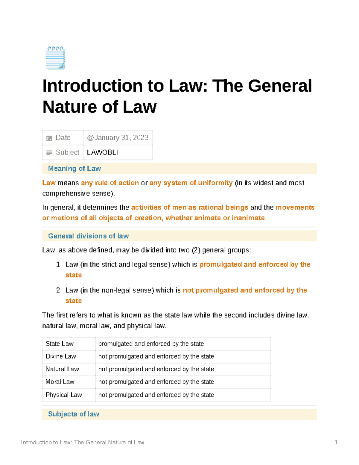 Introduction to Law the General Nature of Law - f Introduction to Law ...