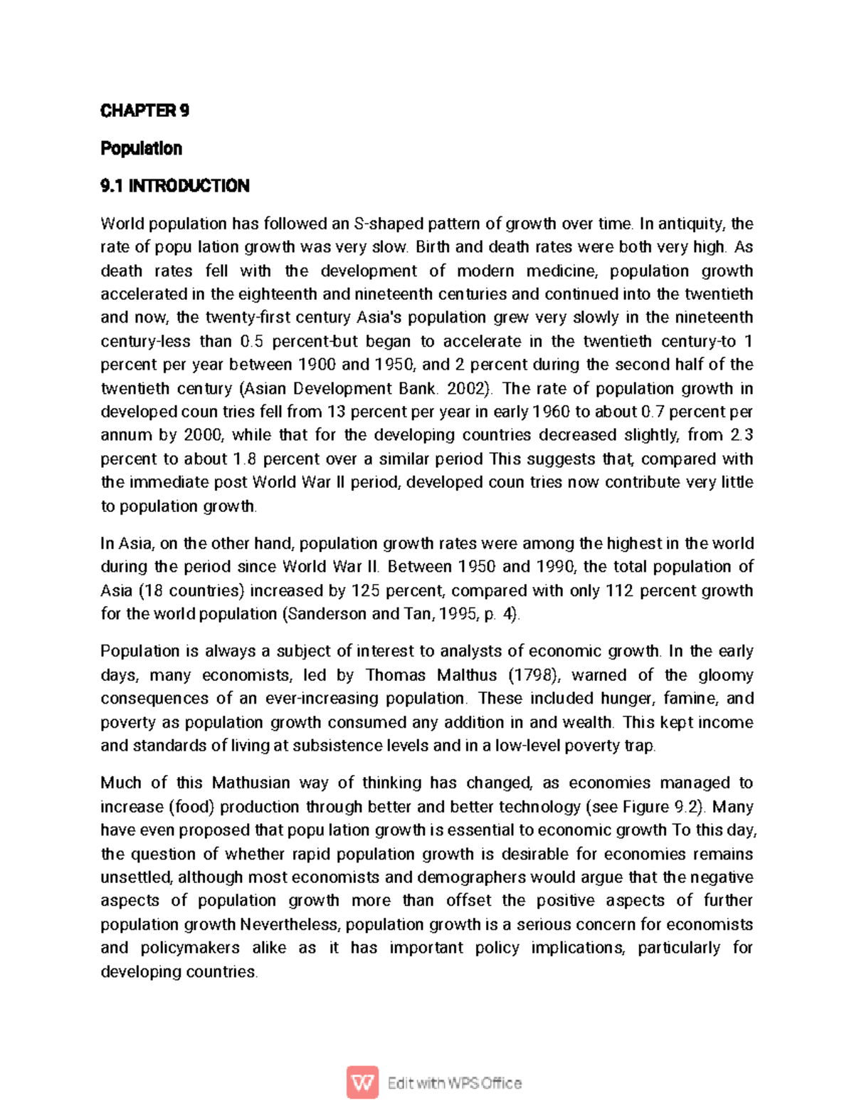 Chapter 9 Population - Introduction - CHAPTER 9 Population 1 INTRODUCTION World population has ...