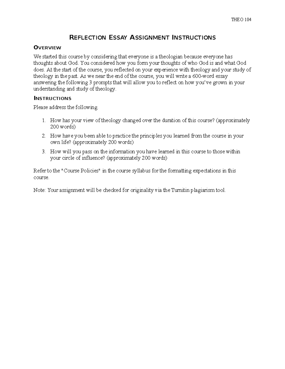 1665097071 ELTJg - Develop three goals - THEO 104 REFLECTION ESSAY ...