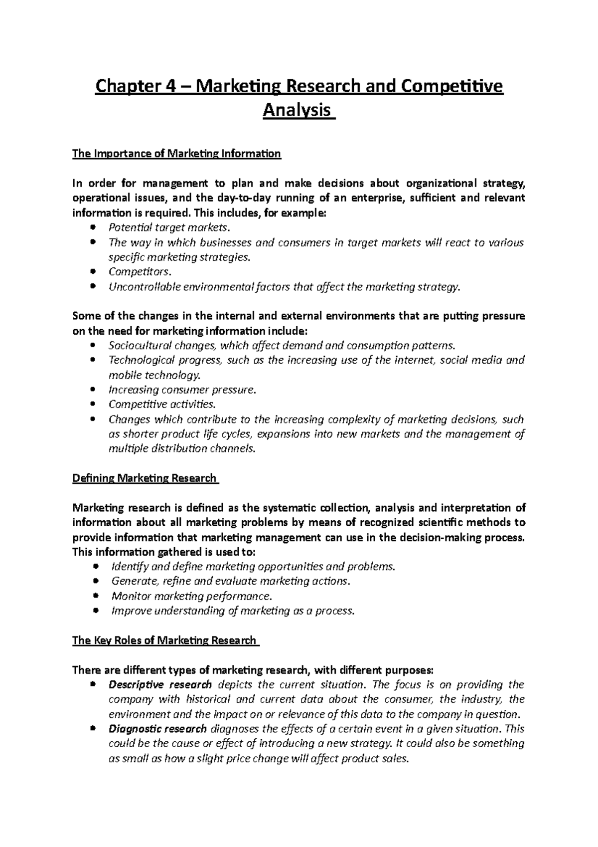 Chapter 4 – Marketing Research and Competitive Analysis - Chapter 4 ...