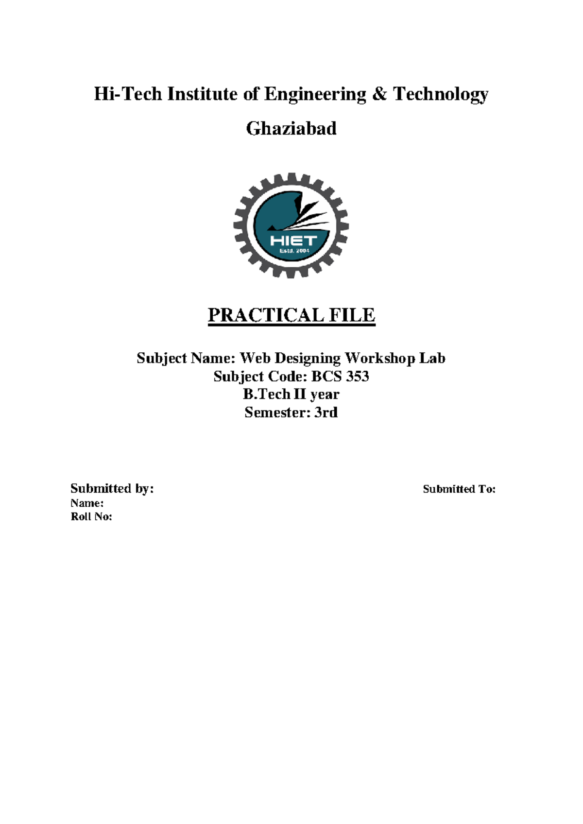 Wd-lab practical file - essential notes - Hi-Tech Institute of ...