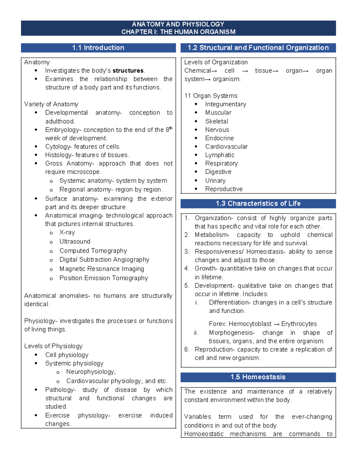 A&P-C1 - Chapter 1 - CHAPTER I: THE HUMAN ORGANISM 1 Introduction ...