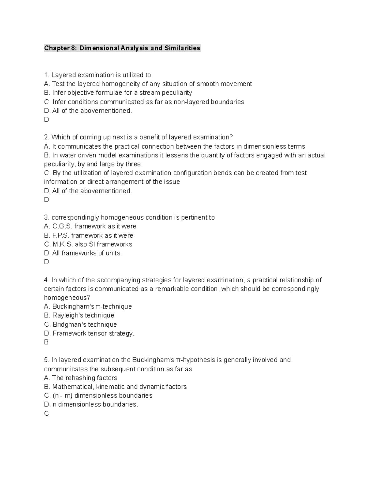 Chapter 8 Dimensional Analysis and Similarities - Chapter 8 ...