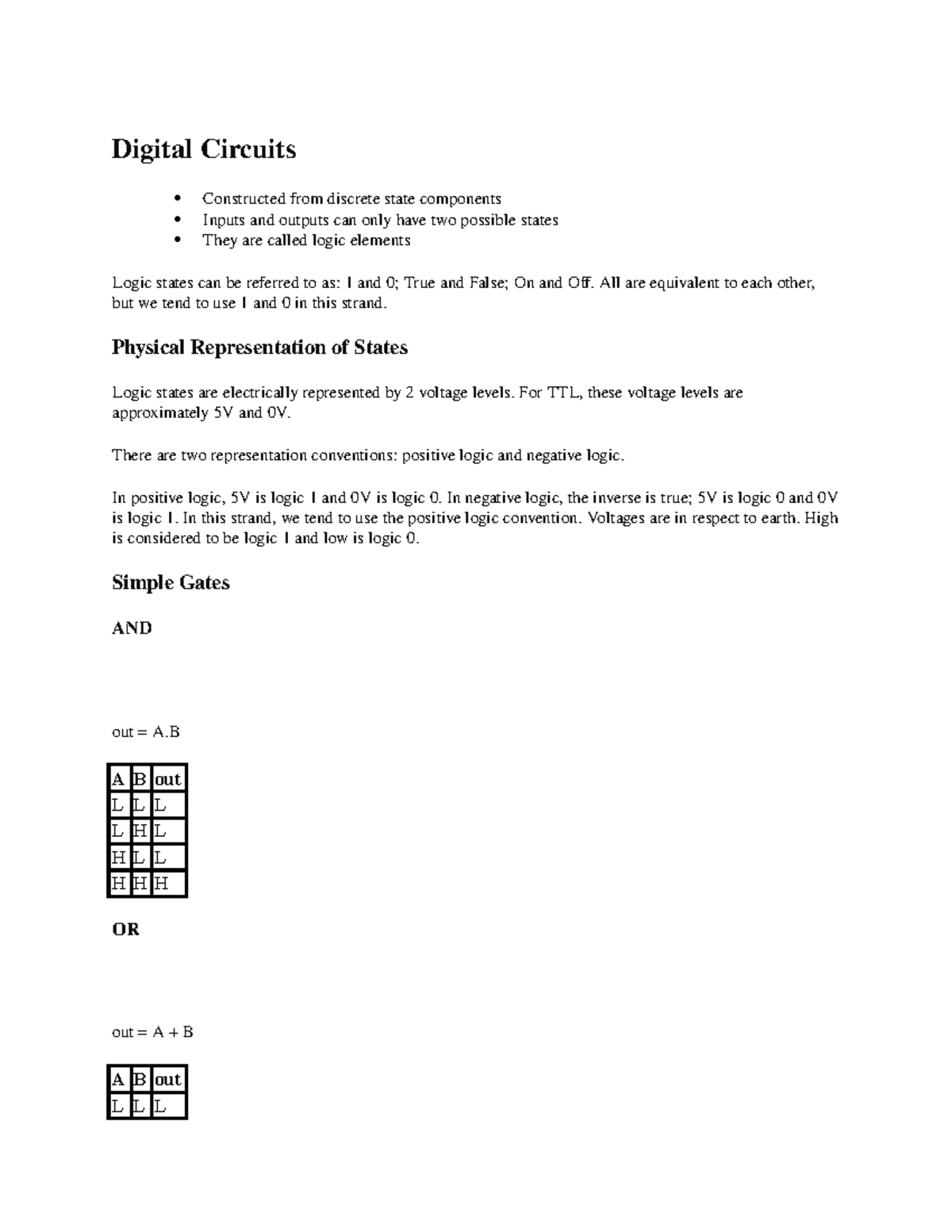 Cs Lecture 2 Computer Science Digital Circuits Constructed From Discrete State Components