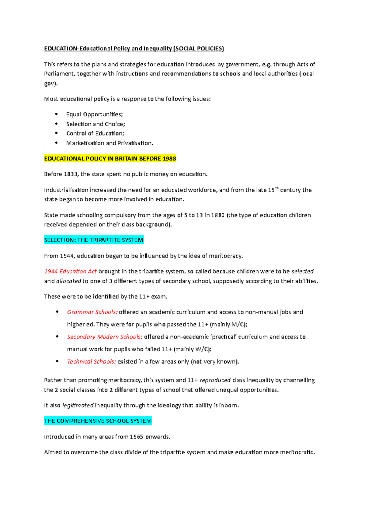 Social-policy - revision notes to help guide you in your learning ...