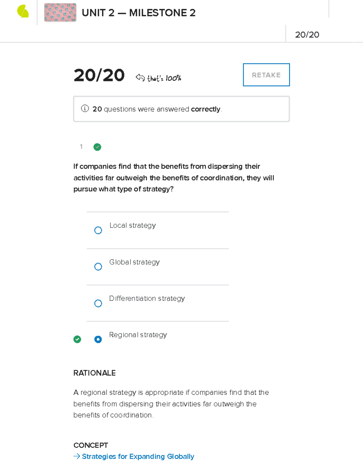 Milestone 2 - 1 CONCEPT → Strategies for Expanding Globally 20 / 20 ...