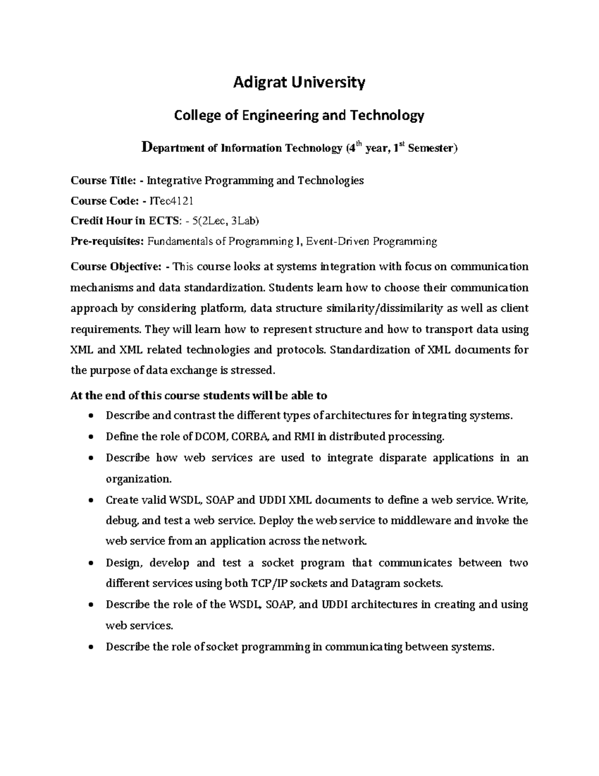 Course Outline - material - Adigrat University College of Engineering ...