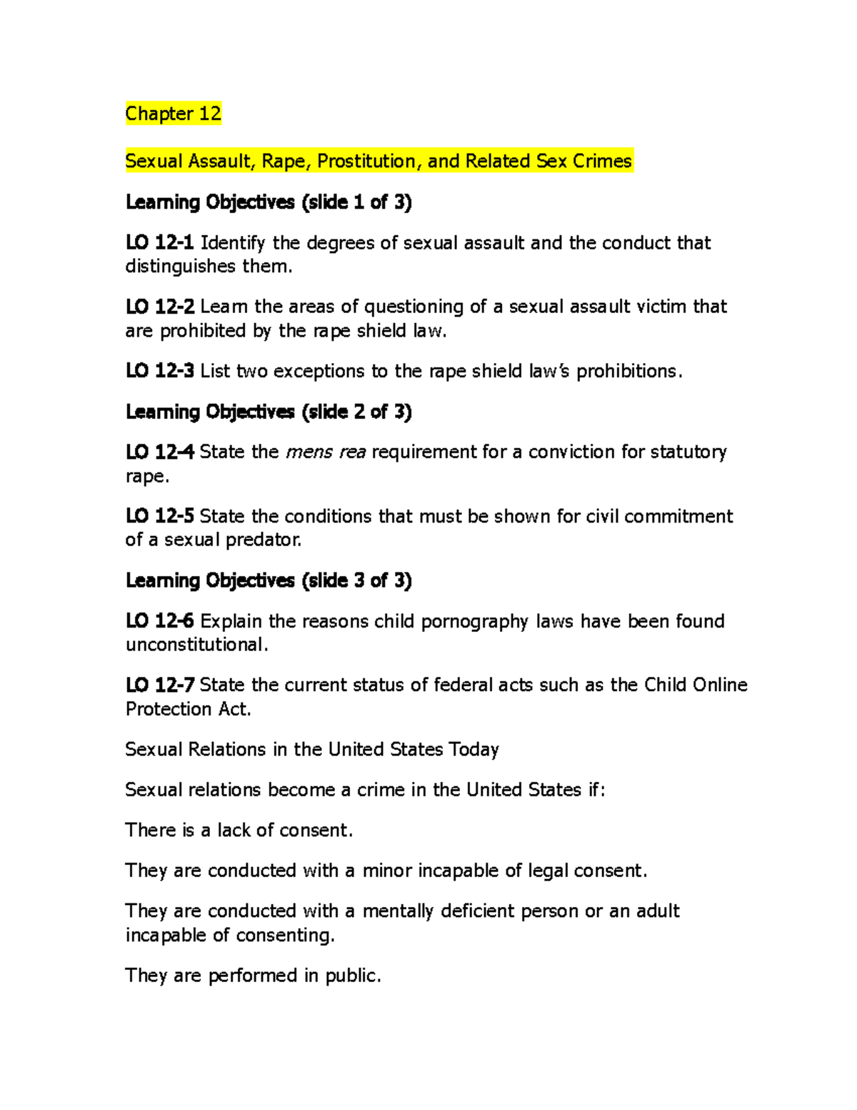 Sexual Assault Rape Prostitution and Related Sex Crimes - Studocu