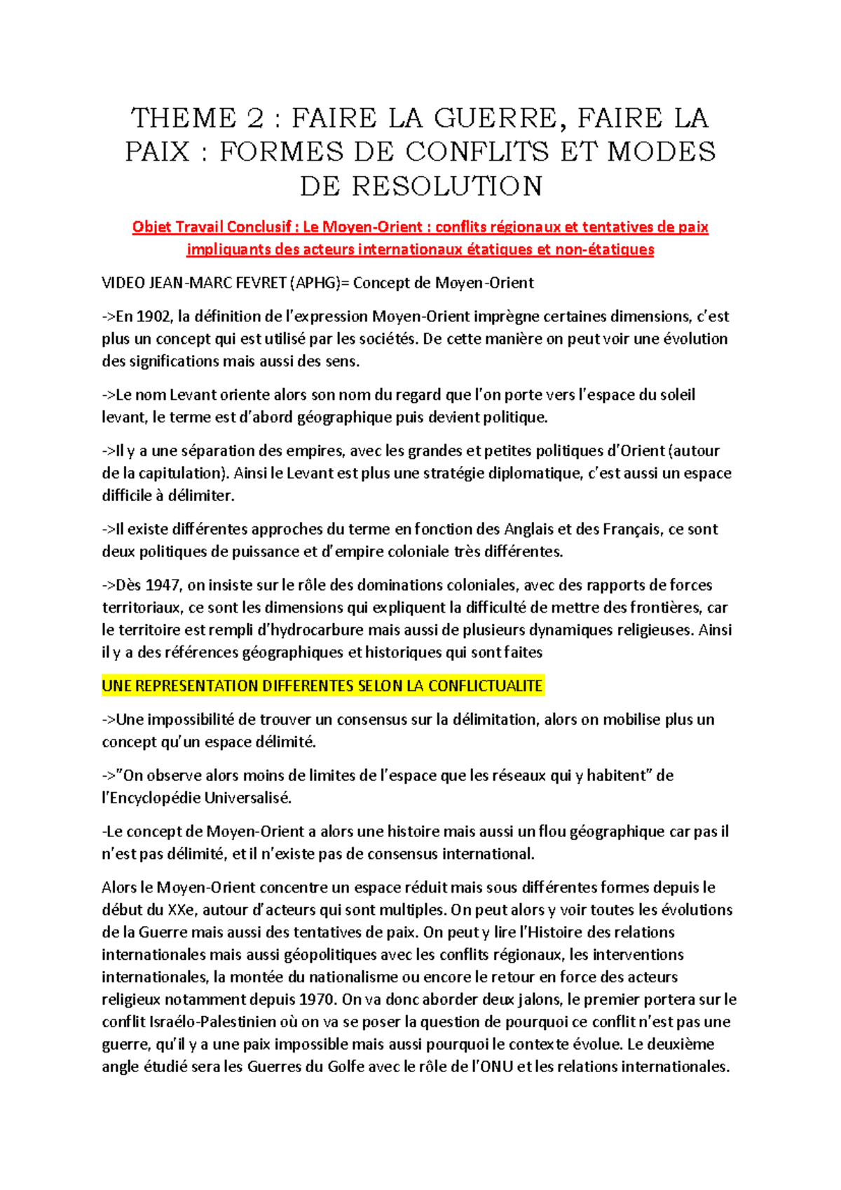 TH2 OTC - Objet de travail conclusif du Thème 2 en Géopolitique - THEME 2 : FAIRE LA GUERRE ...