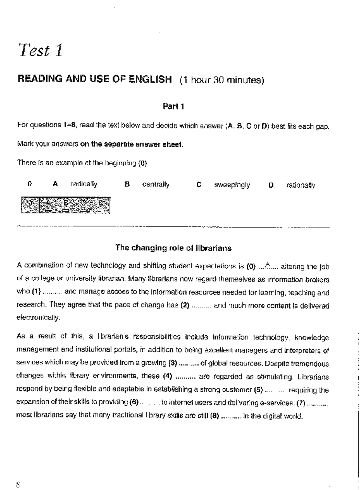 Quick cpe - my compliation of CPE UOE exercises:) - Test 1 READING AND ...