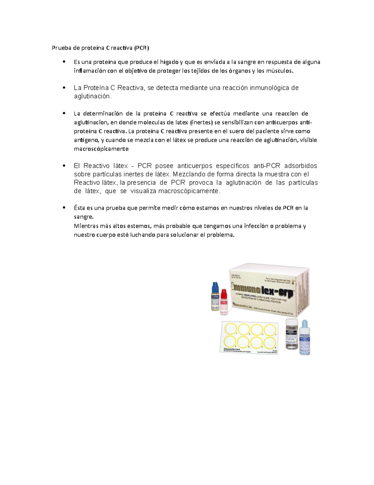 Inmunología en practica - Prueba de proteína C reactiva (PCR) Es una ...