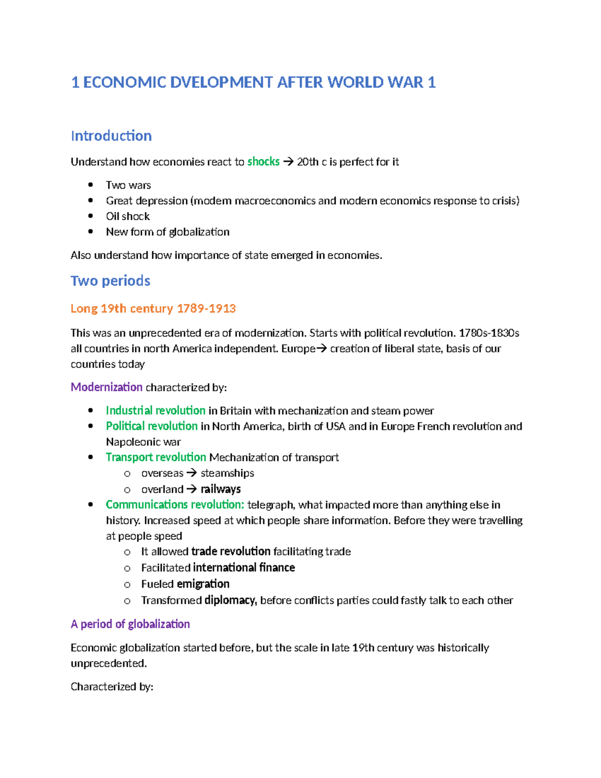1 Economic Dvelopment After World WAR 1 - 1 ECONOMIC DVELOPMENT AFTER ...