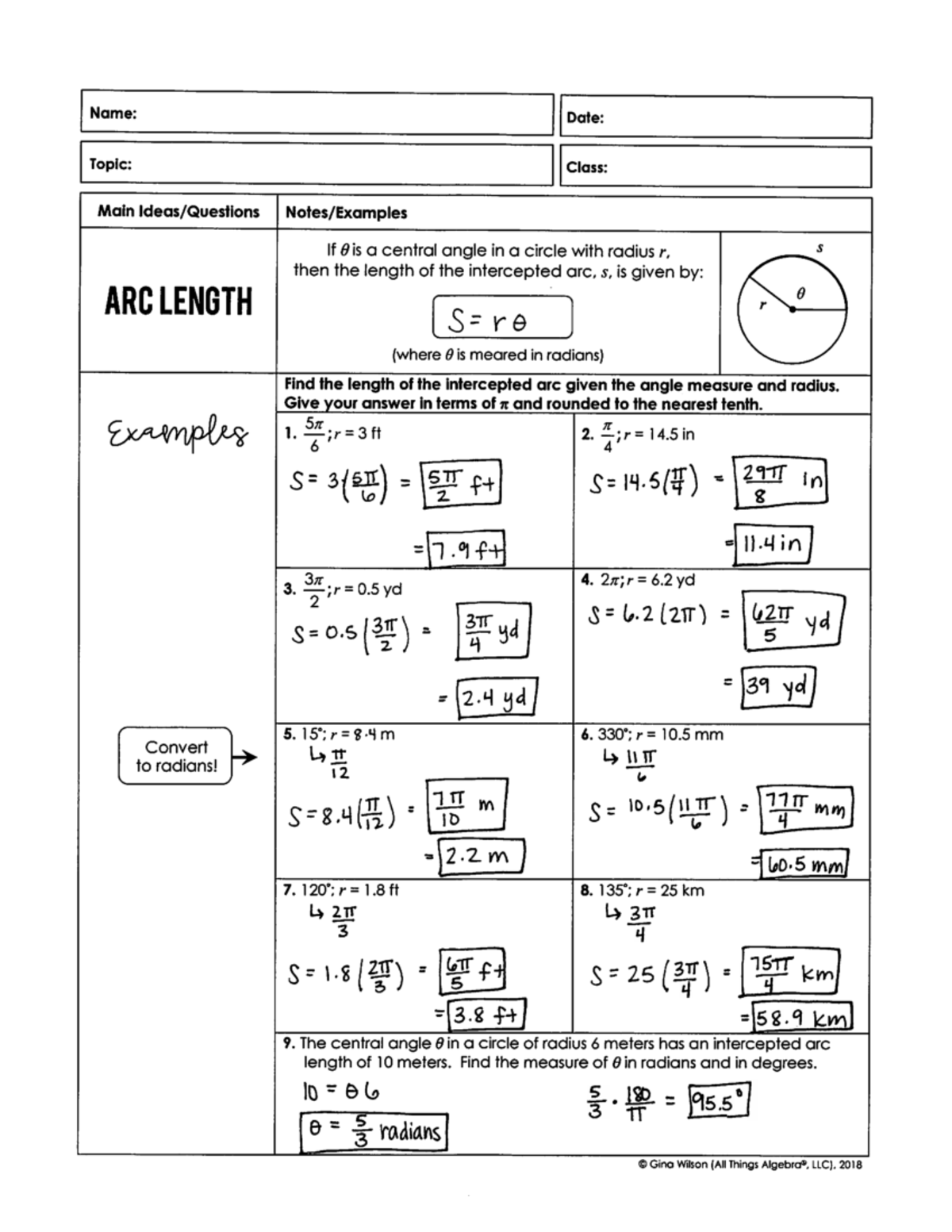 5.2 Arc Lengths and Area of Sectors - Studocu
