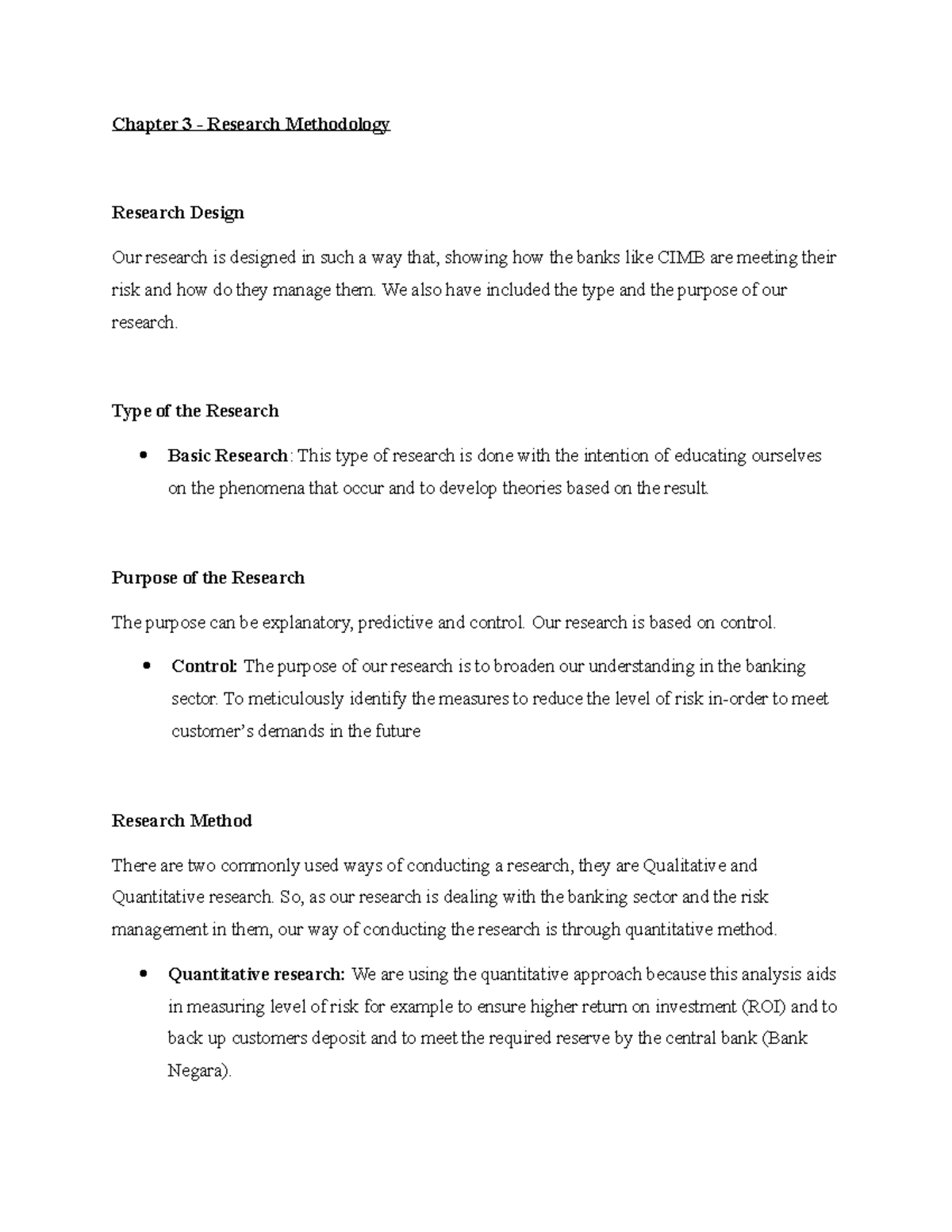 Chapter 3 - Chapter 3 - Research Methodology Research Design Our ...