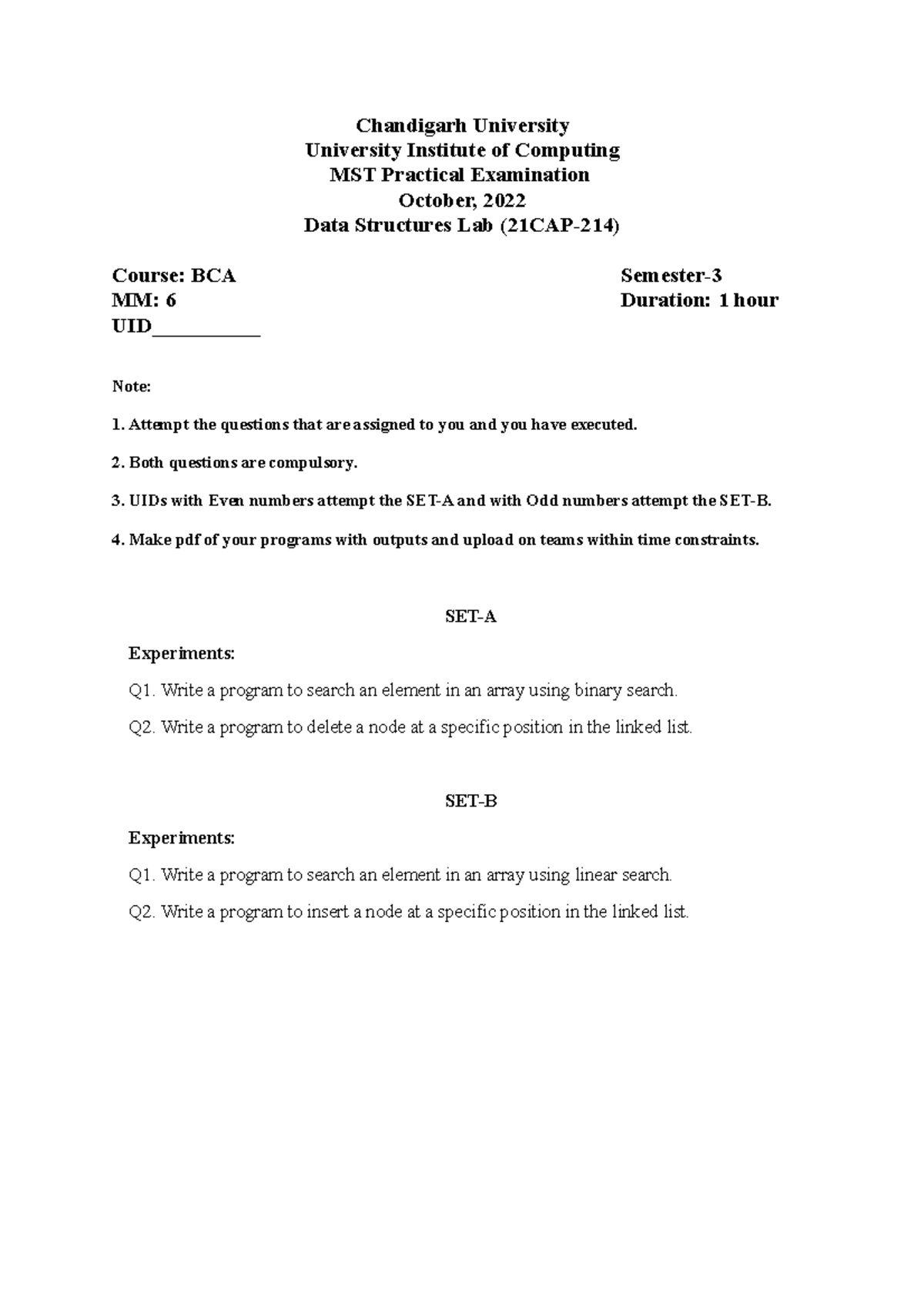 MST LAB worksheet - 4A - lab mst practical - Chandigarh University University Institute of ...