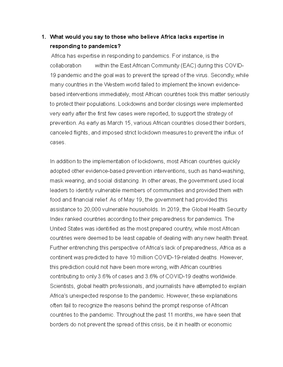 Sjd assingment 6 - What would you say to those who believe Africa lacks ...