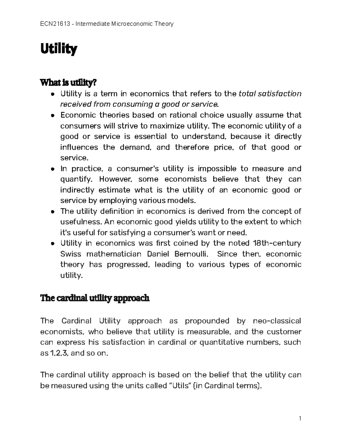 Utility in Economics - Utility What is utility? Utility is a term in ...