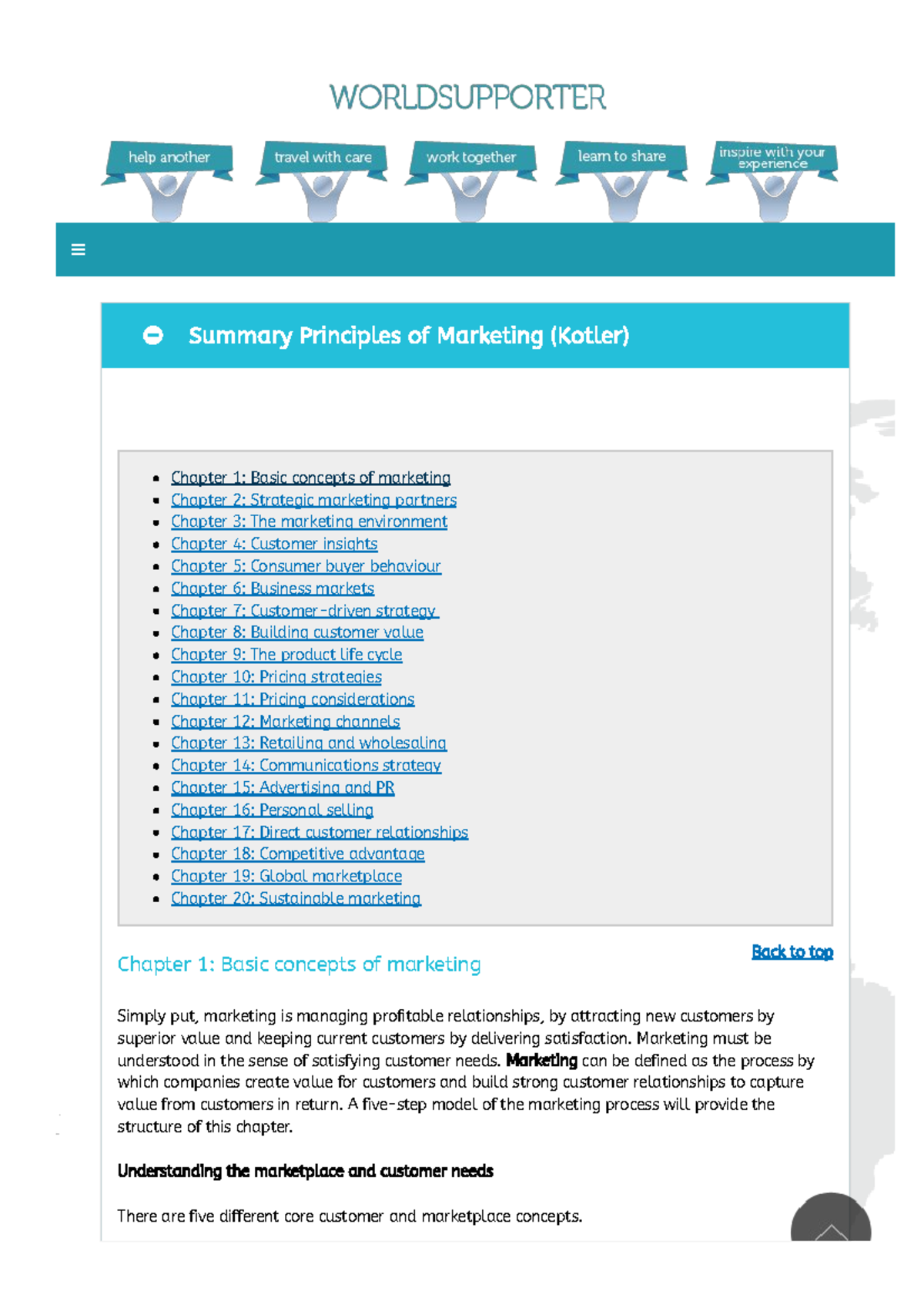 Marketing Summary - Back to top Summary Principles of Marketing (Kotler ...