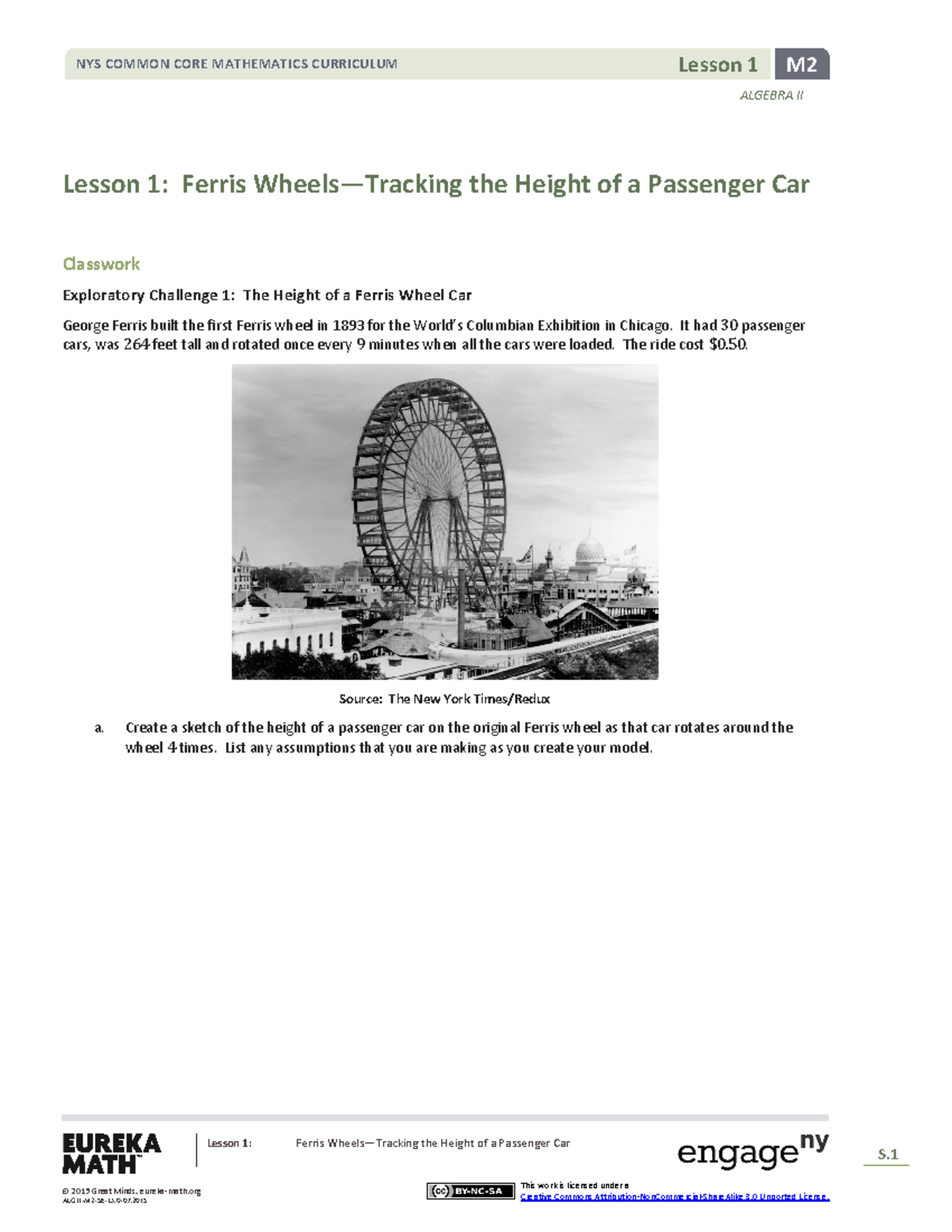 Algebra ii m2 student materials - ALGEBRA II Lesson 1: Ferris Wheels ...