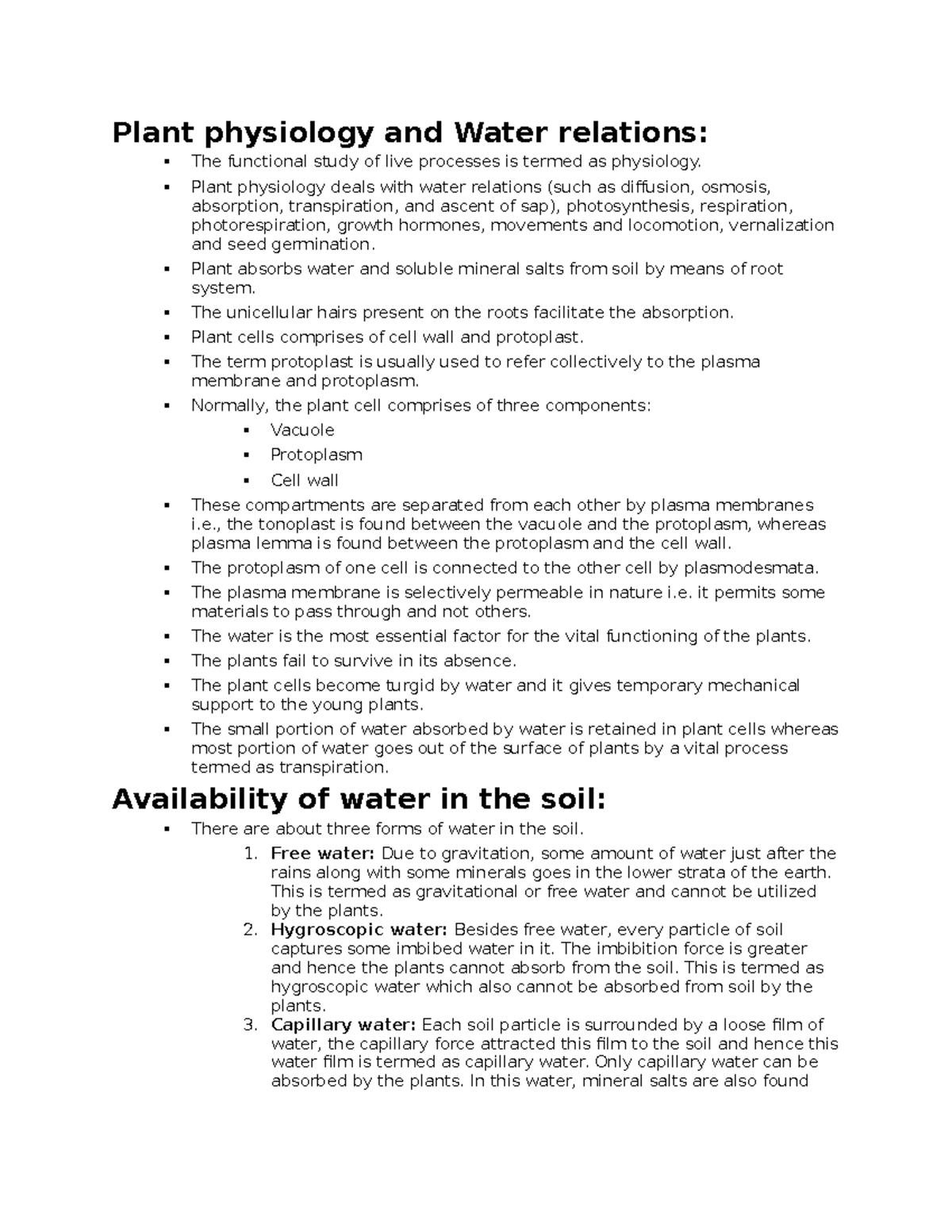 Biology Science 101 - Plant physiology and Water relations: The ...