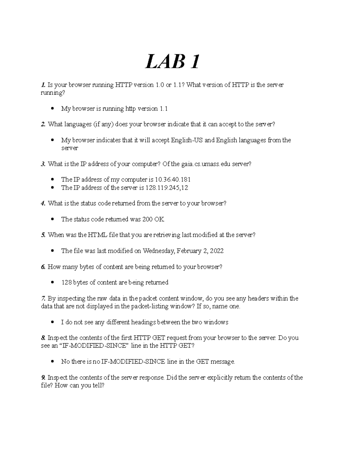 Lab 1 computer networks - jelena misic - LAB 1 1. running?Is your ...