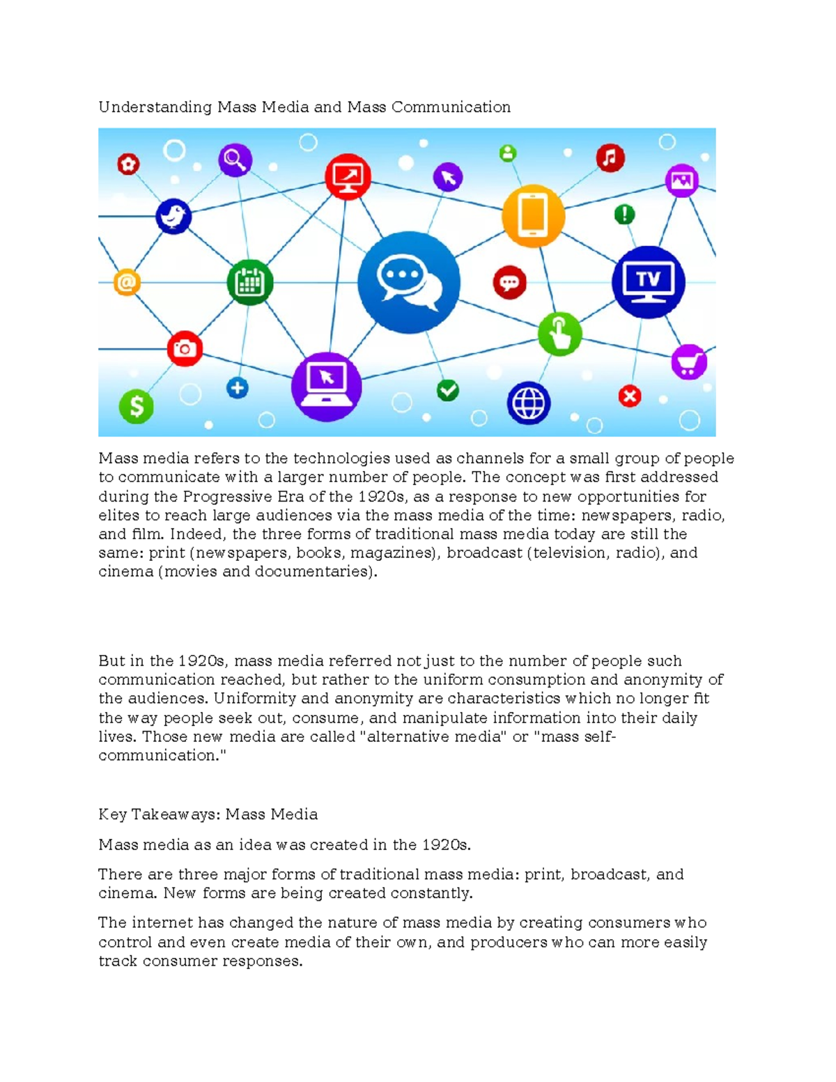 Understanding Mass Media and Mass Communication - The concept was first ...
