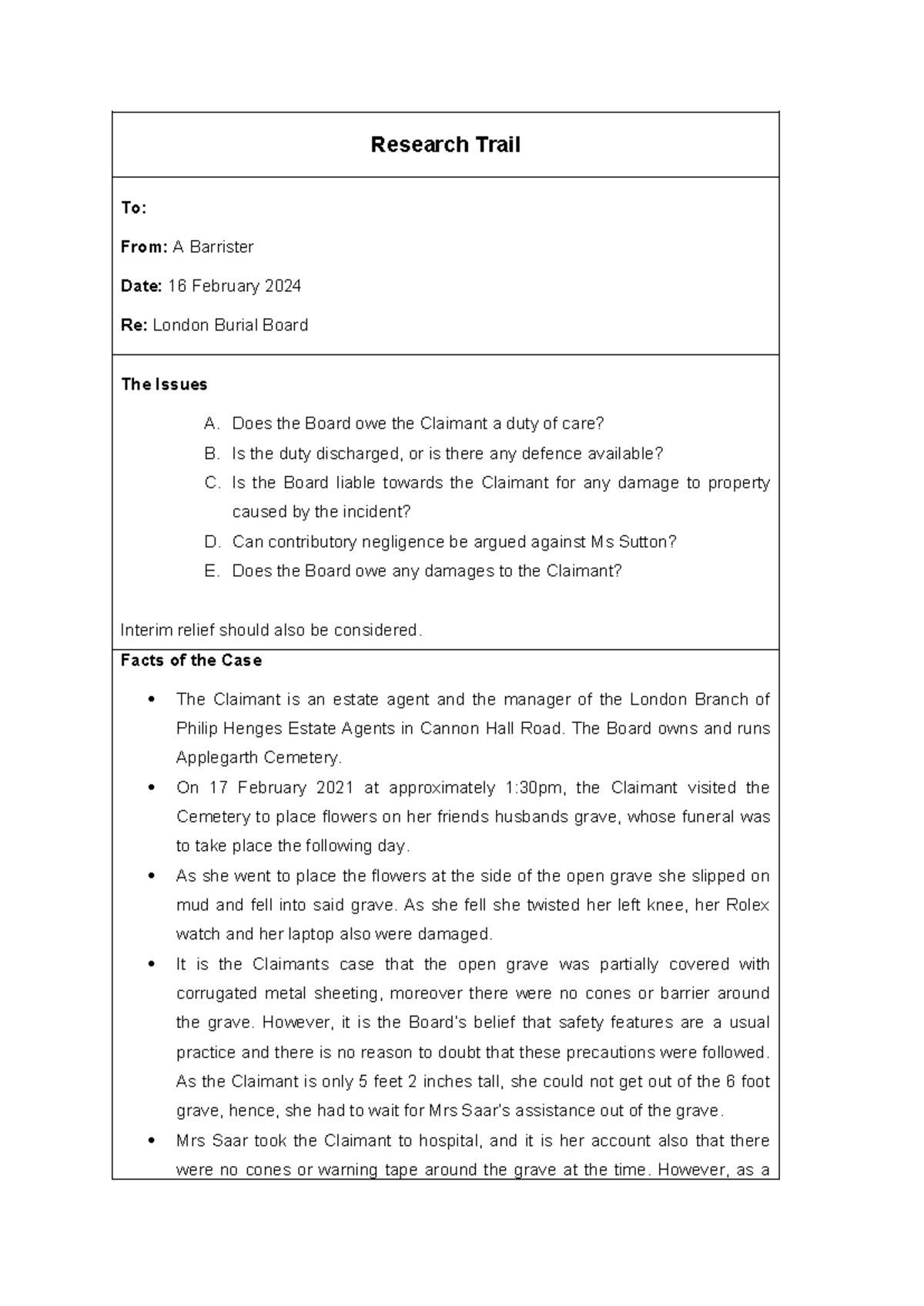 Research Trail - Formative - Research Trail To: From: A Barrister Date ...