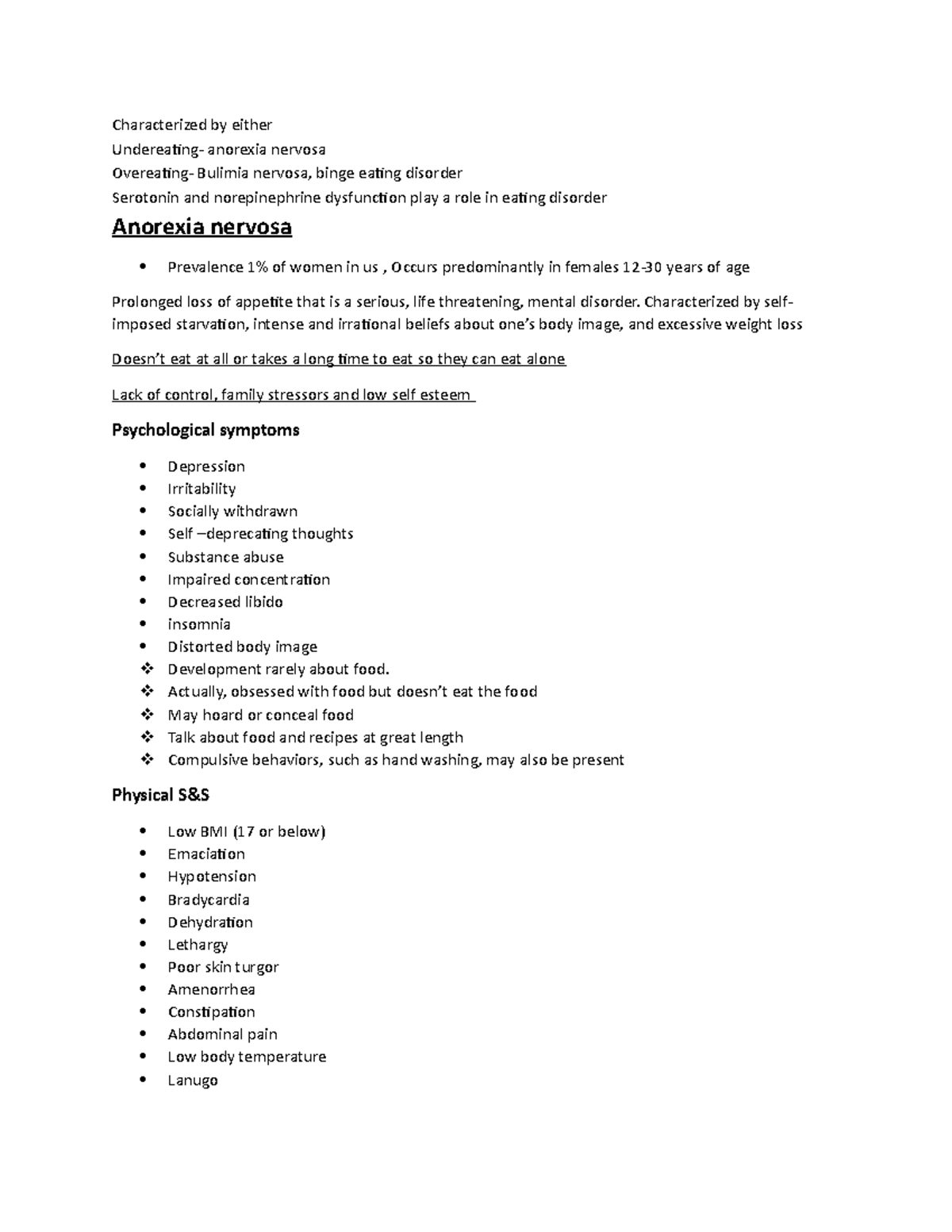 Eating disorder - nursing - Characterized by either Undereating ...