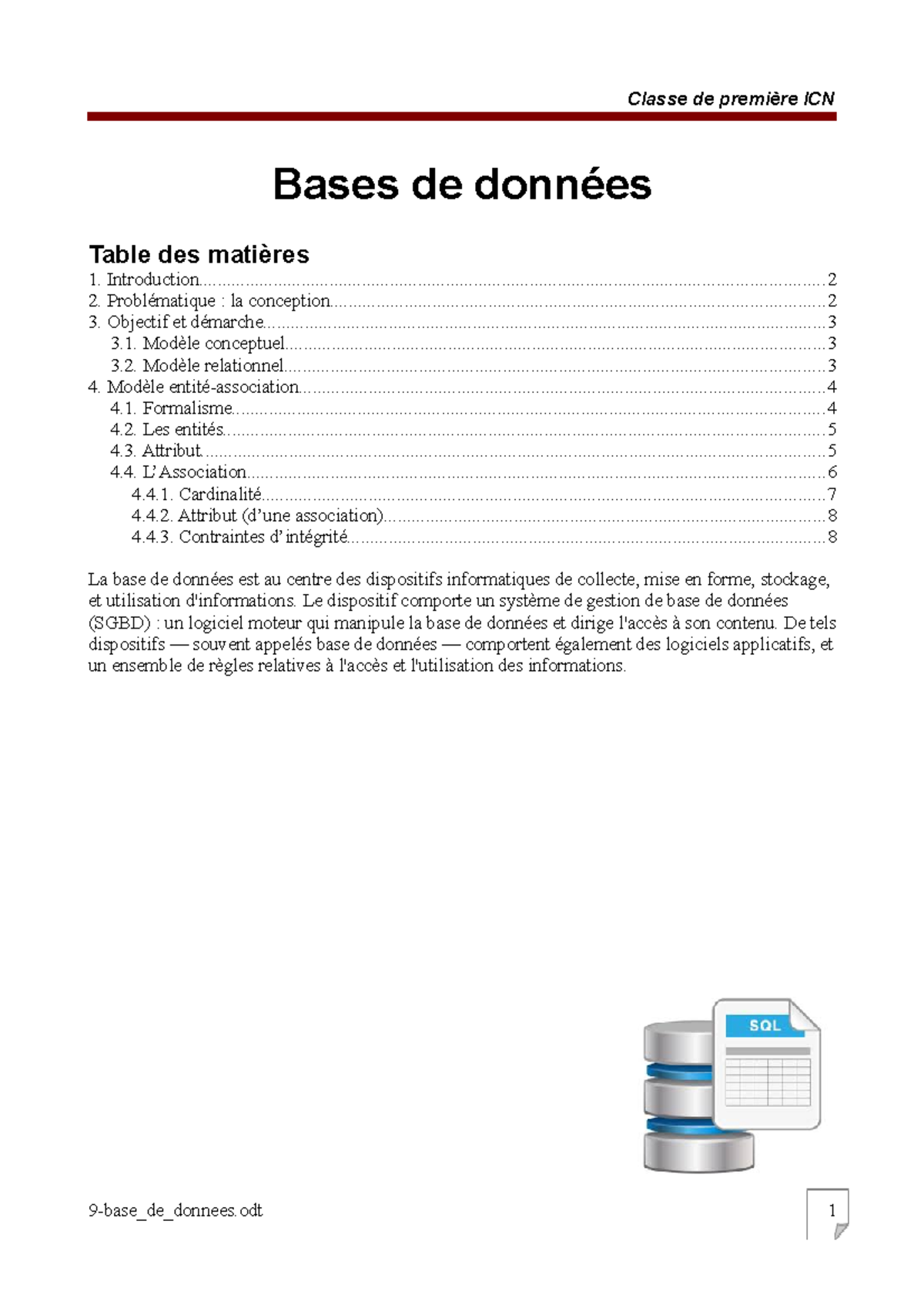 9-base de donnees - databases introduction - Bases de données Table des ...