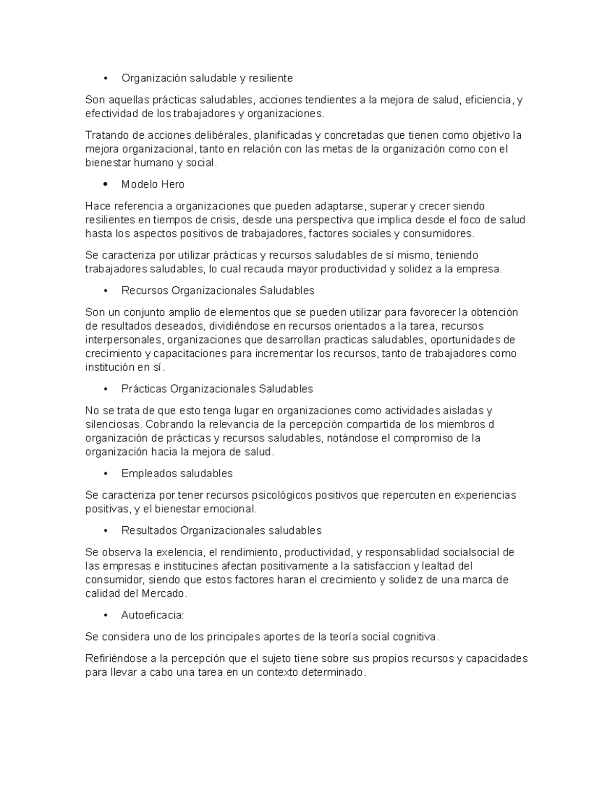 Modelo HERO - Glosario - Organización saludable y resiliente Son ...