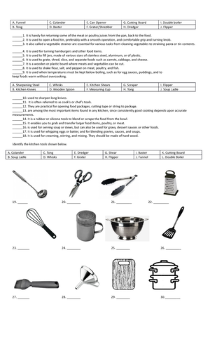 Most Essential Learning Competency in Cookery Grade 10 PDF File - Grade ...